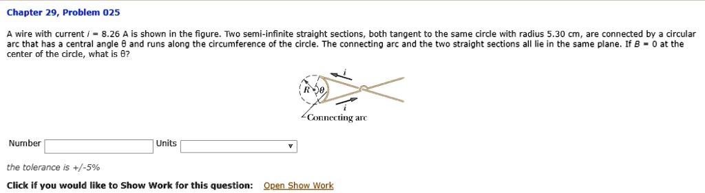SOLVED: Chapter 29 Problem 025 wire with current 8.26 is shown in the figure Two semi-infinite ...
