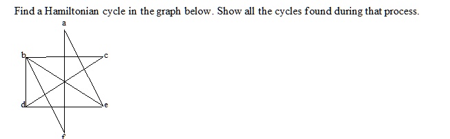 SOLVED: Find a Hamiltonian cycle in the graph below. Show all the cycles found during that process