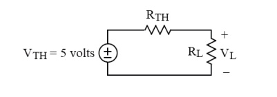 SOLVED: Given the following circuit with RTH = 2KÎ© and VTH = 5 volts, with a load resistor RL ...