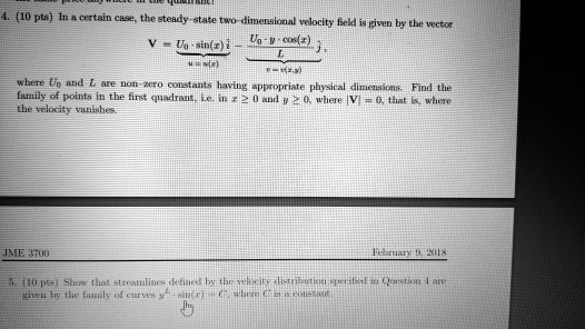 SOLVED: Show that streamlines defined by the velocity distribution specified in question 4 are ...