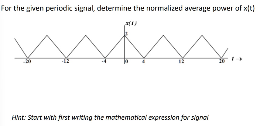 SOLVED: For the given periodic signal, determine the normalized average ...