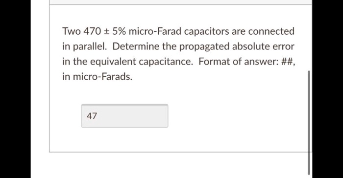 two 470 5 micro farad capacitors are connected in parallel determine ...