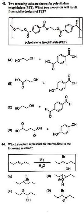 texts 43 two repeating units are shown for polyethylene terephthalate ...
