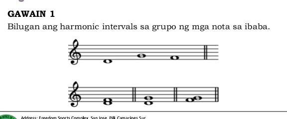bilugan ang harmonic intervals sa grupo ng mga nota gawain 1 bilugan ...