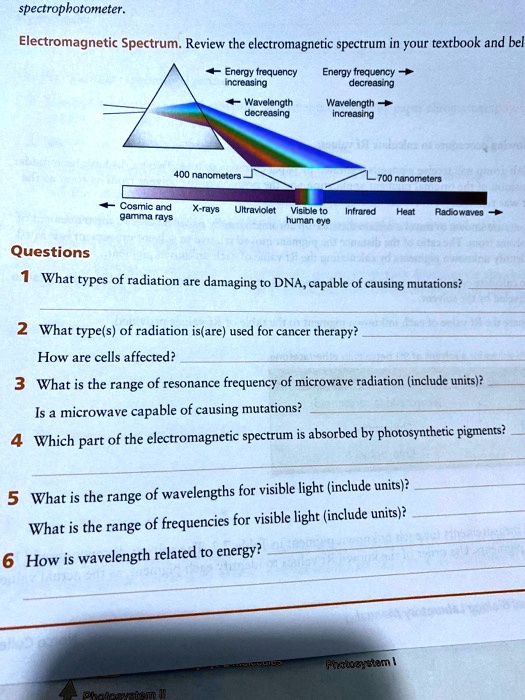 SOLVED: Spectrophotometer. Electromagnetic Spectrum - Review the ...