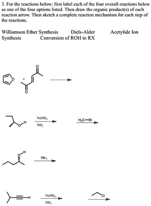 SOLVED: For the reactions below; first label each of the four overall reactions below as one of ...
