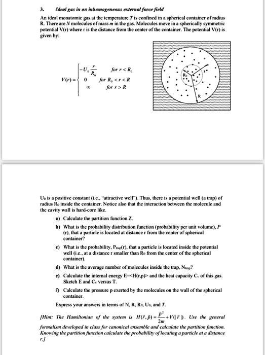 3 sdeal ges in an inhsmogeneous external force field an ideal monatomic gas at the temperature ...