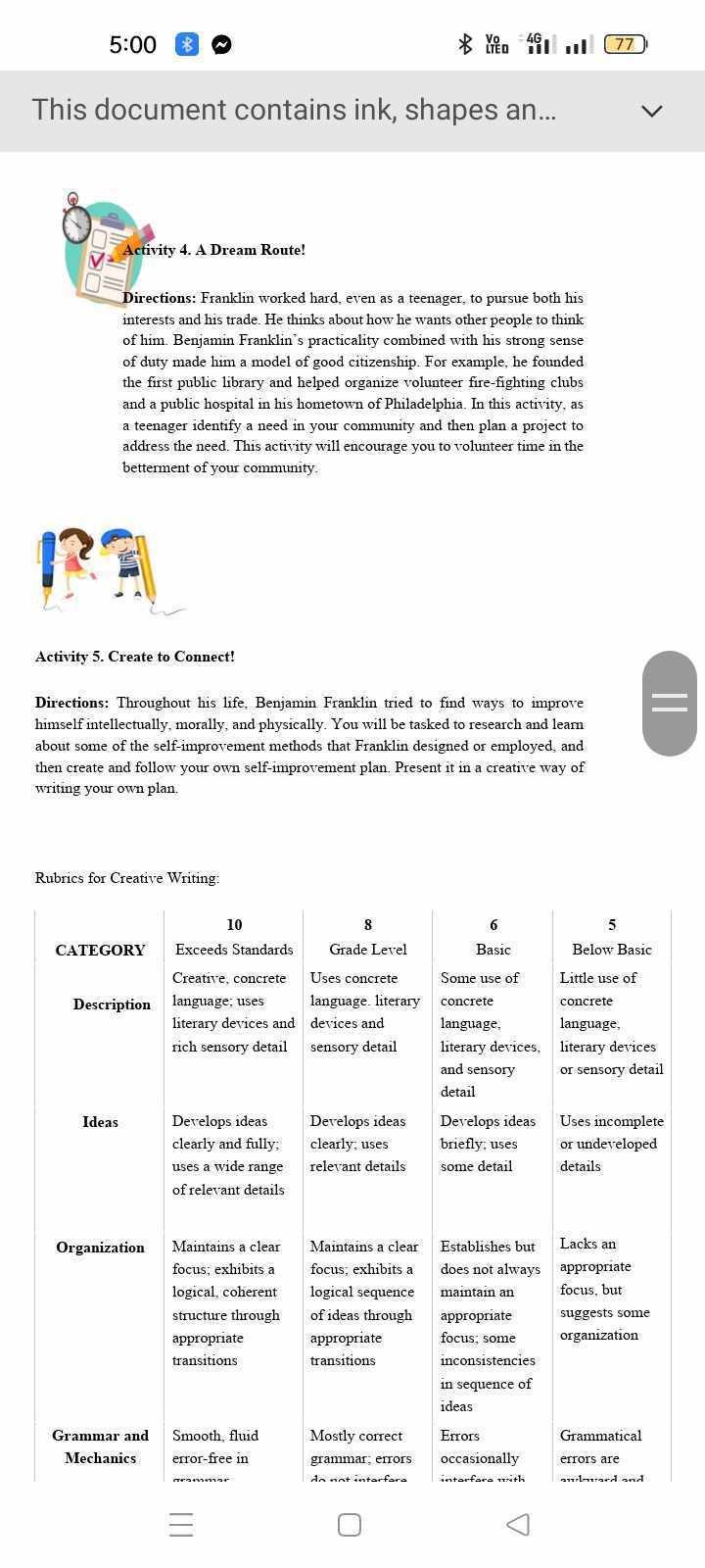 SOLVED: 5:00 This document contains ink, shapes an... θ 8 Activity 4. A Dream Route! Directions ...