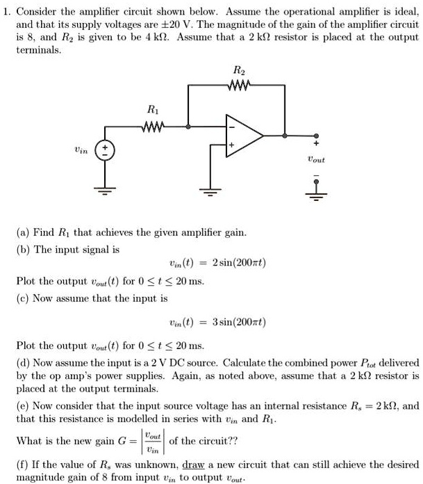Solved Texts 1 Consider The Amplifier Circuit Shown Below Assume