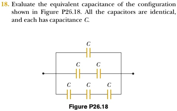 18. Evaluate the equivalent capacitance of the configuration shown in Figure P26.18. All the ...