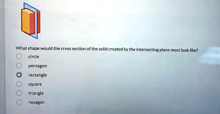 SOLVED: What shape would the cross section of the solid created by the intersecting plane most ...