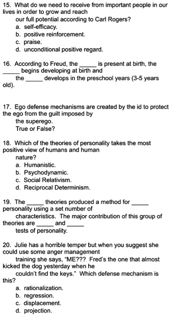 SOLVED: 15. What do we need to receive from important people in our ...