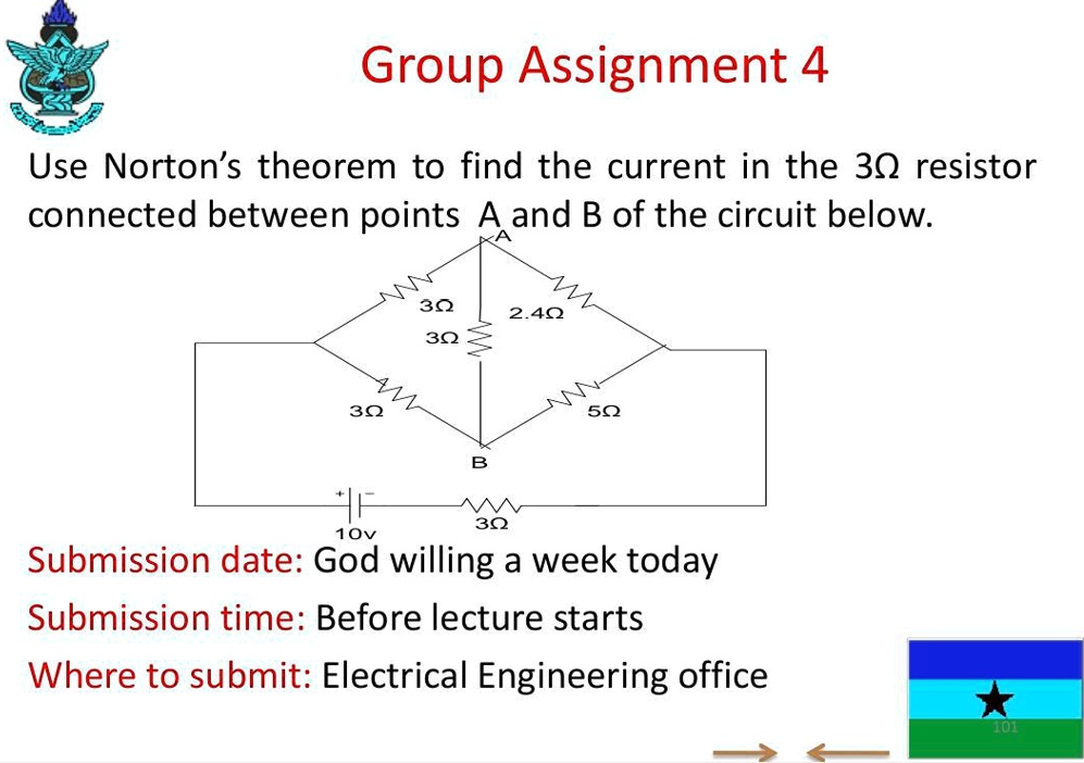 [GET ANSWER] Group Assignment 4 Use Norton's theorem to find the current in the 3Ωresistor ...