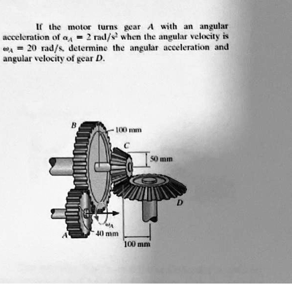 SOLVED: If the motor turns gear A with an angular acceleration of 2 rad ...