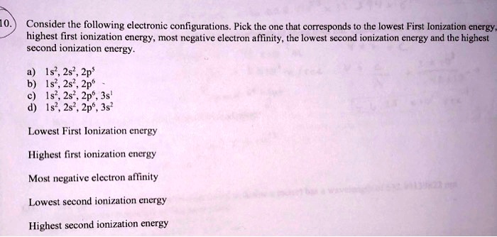 SOLVED: Consider the following clectronie configurations. Pick the one that corresponds t0 the ...