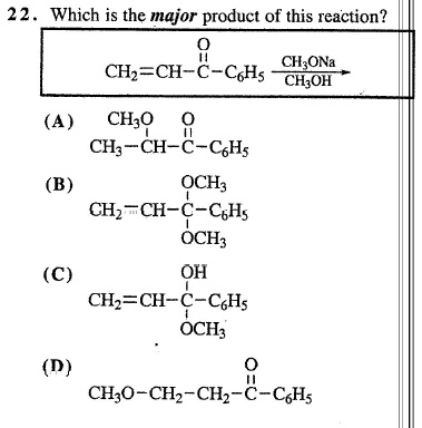 SOLVED: 22 - Which is the major product of this reaction? CH3ONa CH2=CH ...