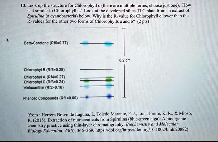 10. Look up the structure for Chlorophyll c (there are multiple forms ...