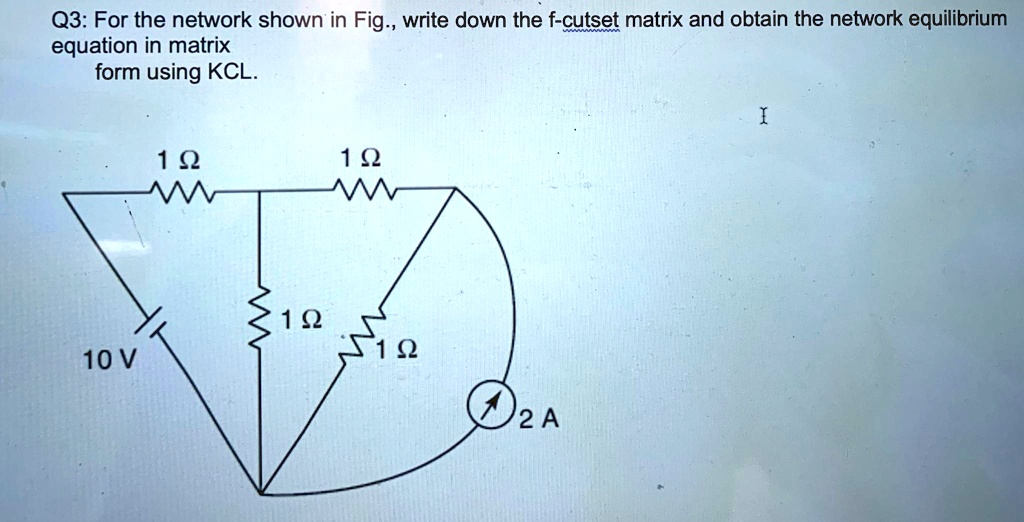 SOLVED: Q3: For the network shown in Fig., write down the f-cutset matrix and obtain the network ...