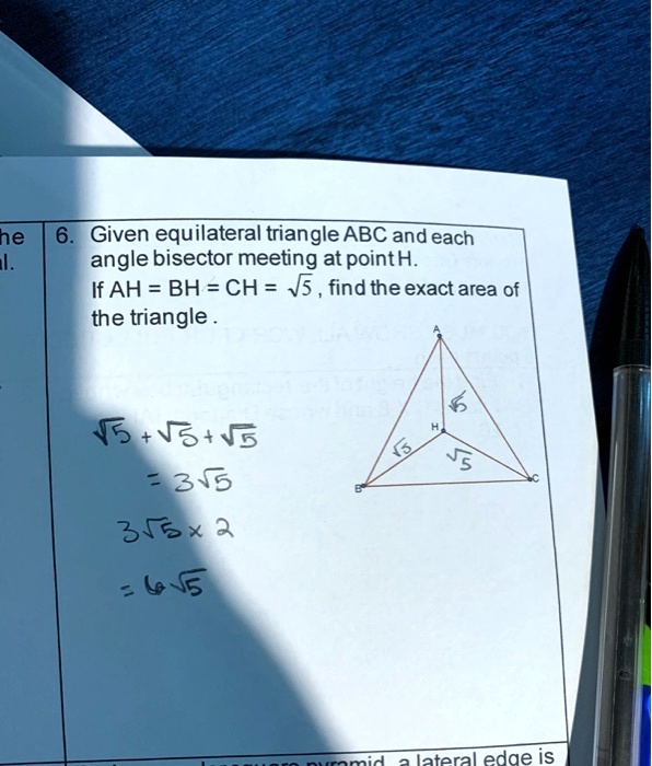 Given an equilateral triangle ABC and each angle bisector meeting at ...