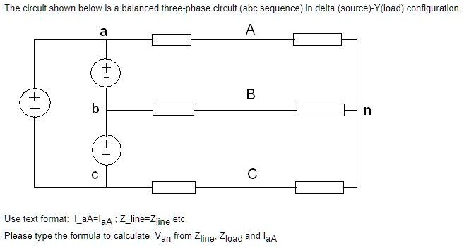 The circuit shown below is a balanced three-phase circuit (abc sequence ...