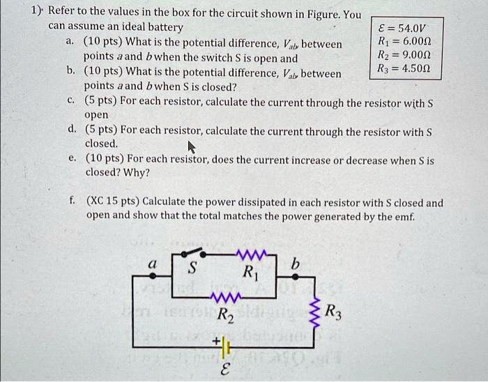 SOLVED: Refer to the values in the box for the circuit shown in Figure. You can assume an ideal ...