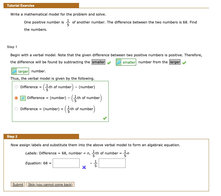 Write a mathematical model for the problem and solve. One...