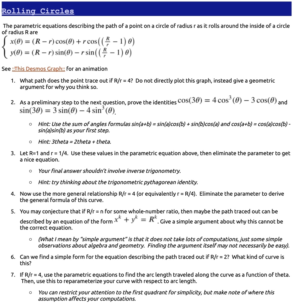 SOLVED: Texts: The parametric equations describing the path of a point ...