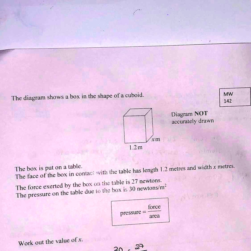 The diagram shows a box in the shape of a cuboid. Diagram NOT accurately drawn xm 1.2 m The box ...