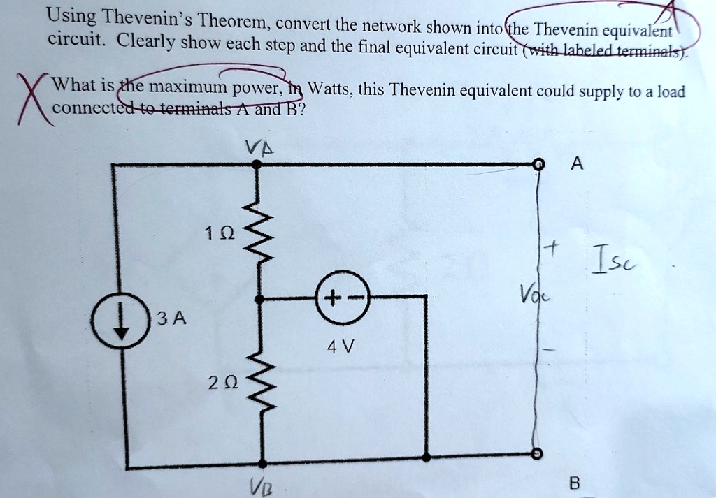 Using Thevenin's Theorem, convert the network shown into the Thevenin equivalent circuit ...