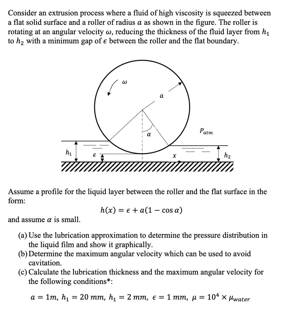 SOLVED: Consider an extrusion process where a fluid of high viscosity ...