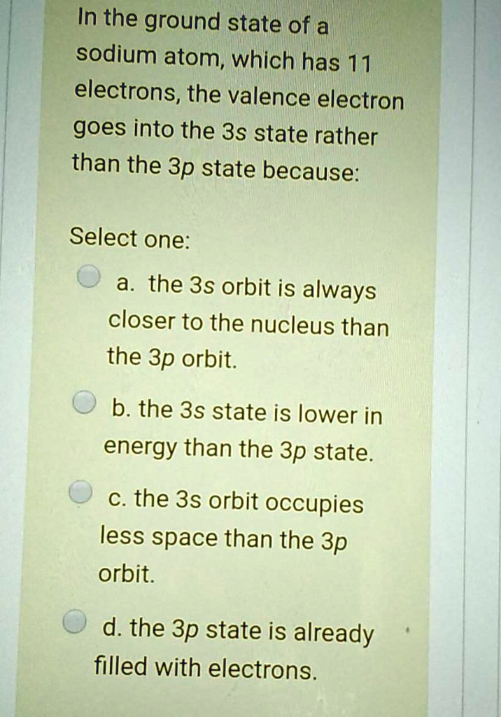 Solved In The Ground State Of A Sodium Atom Which Has 11 Electrons