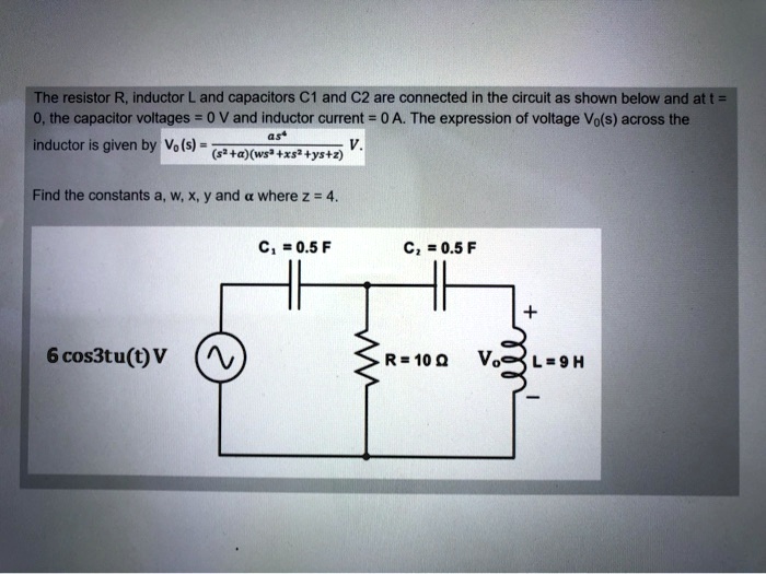 SOLVED: The resistor R, inductor L, and capacitors C1 and C2 are connected in the circuit as ...