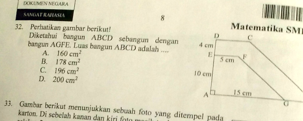 Solved Perhatikan Gambar Berikut Diketahui Bangun Berikut Abcd