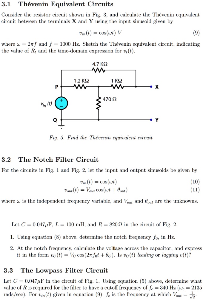 SOLVED: Thevenin Equivalent Circuits Consider the resistor circuit shown in Fig. 3, and ...