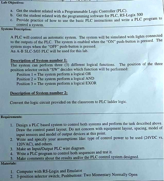 SOLVED: Texts: Do a Ladder Logic design for this task. Use only one Output line. If you can do ...