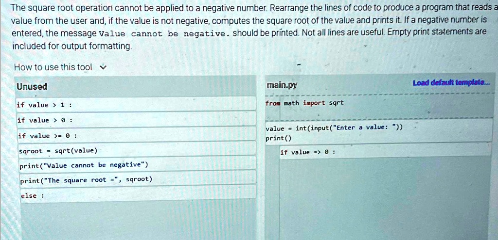 [GET ANSWER] The square root operation cannot be applied to a negative number. Rearrange the ...