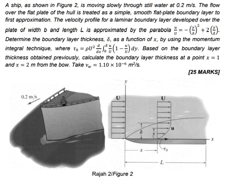 SOLVED: A ship, as shown in Figure 2, is moving slowly through still water at o.2 m/s. The flow ...