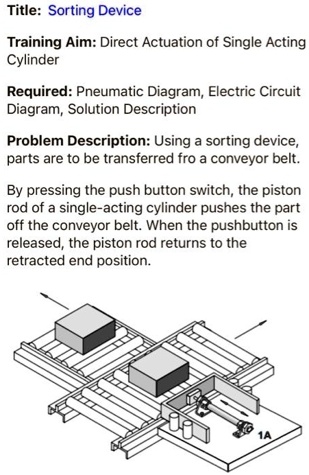 SOLVED: Required: • Pneumatic Diagram • Electric Circuit Diagram • Solution Description Title ...