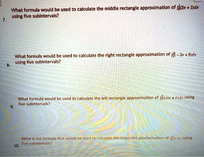 what formula would be used to calculate the middle rectangle ...