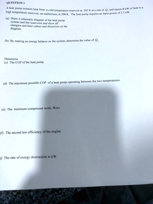 SOLVED: QUESTION1 (a) Draw a schematic diagram of the heat pump system ...
