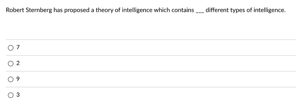 SOLVED: Robert Sternberg has proposed a theory of intelligence which ...