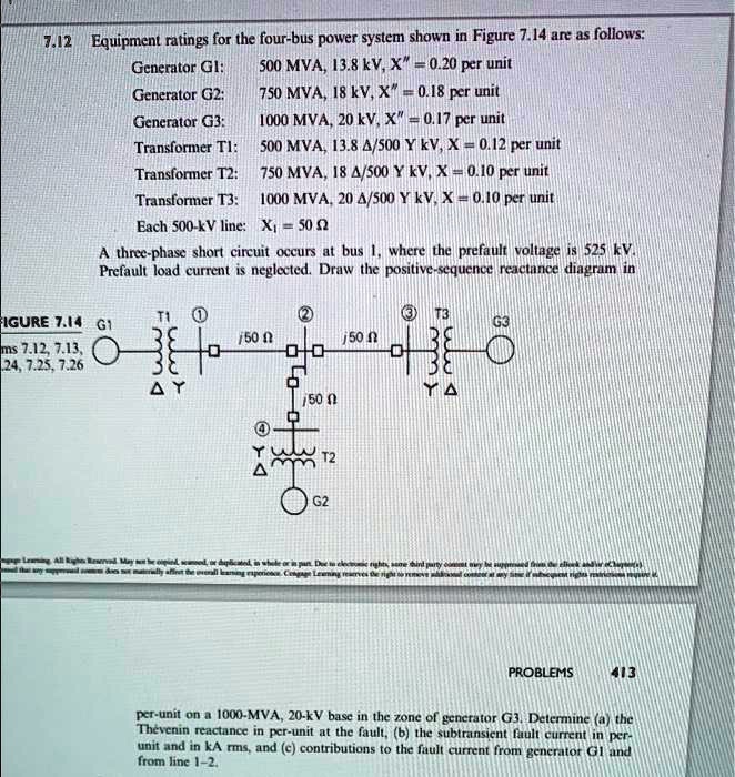 SOLVED: 7.2 Equipment ratings for the four-bus power system shown in Figure 7.14 are as follows ...