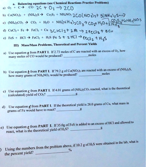[GET ANSWER] balancing equations see chemical reactions practice ...