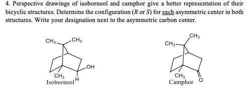 SOLVED:Perspective drawings of isoborneol and camphor give better ...