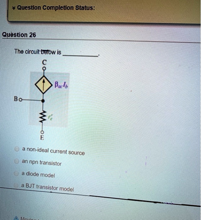 SOLVED: Question Completion Status Question 26 The circuit betow is BV ... SOLVED: Question Completion Status Question 26 The circuit betow is BV ...