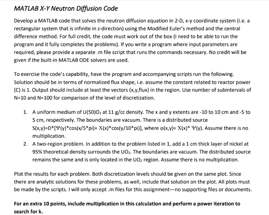 Solved U50 Means That The Uranium Is Enriched 50 Atom Density To U 235 Matlab X Y Neutron