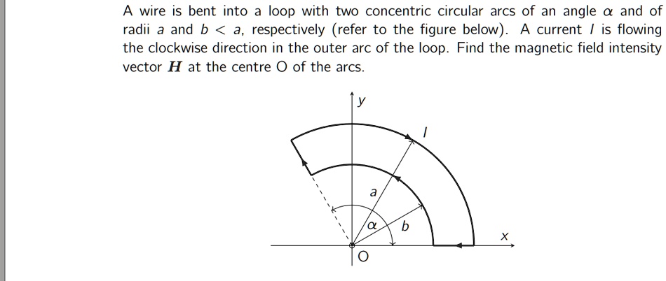 A wire is bent into a loop with two concentric circular arcs of an ...
