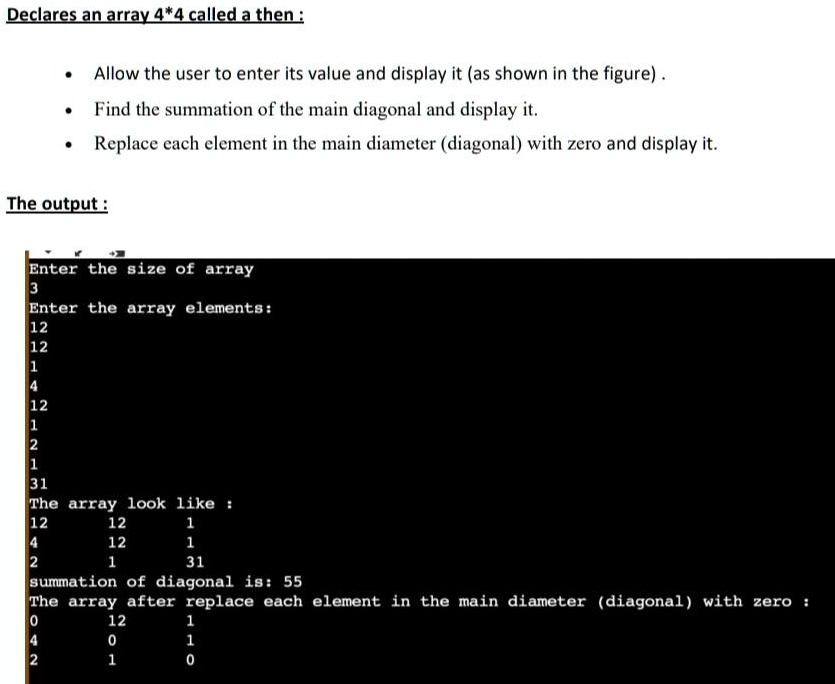 Solved Texts What Code In C Declares An Array 4x4 Called A And Then Allow The User To