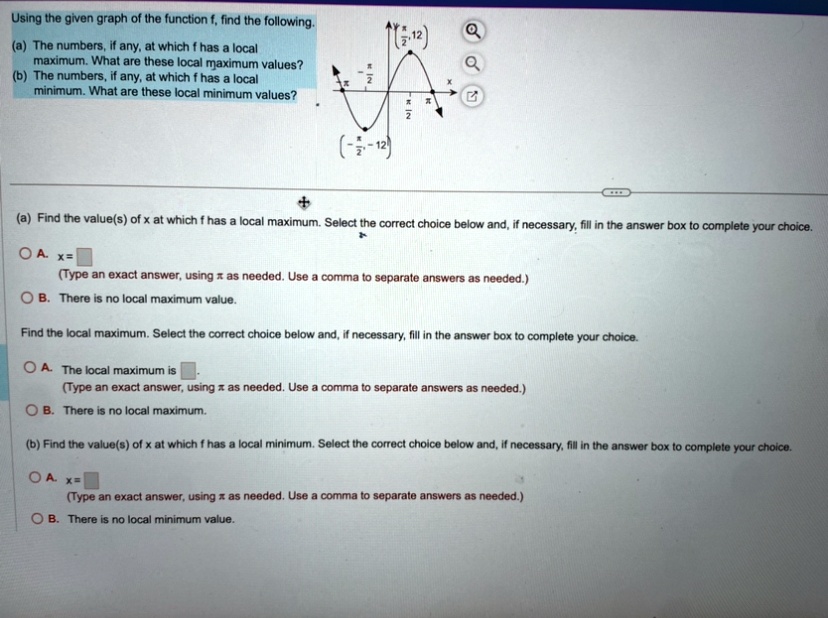 SOLVED: Using the given graph of the function f, find the following: a ...