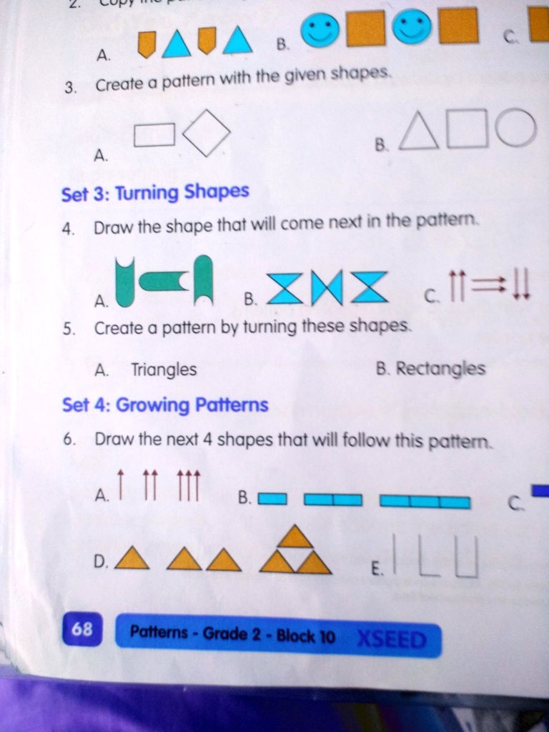 SOLVED: 'draw the next 4 shapes that will follow this pattern